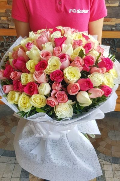 200 Roses Bouquet – Round Arrangement – 4 Colors of Roses – FG Davao ...